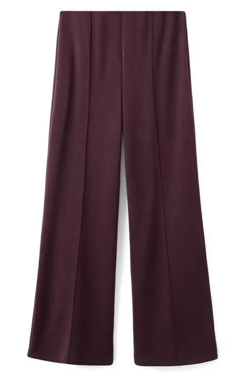 Mango Pleated Wide Leg Trousers - Burgundy