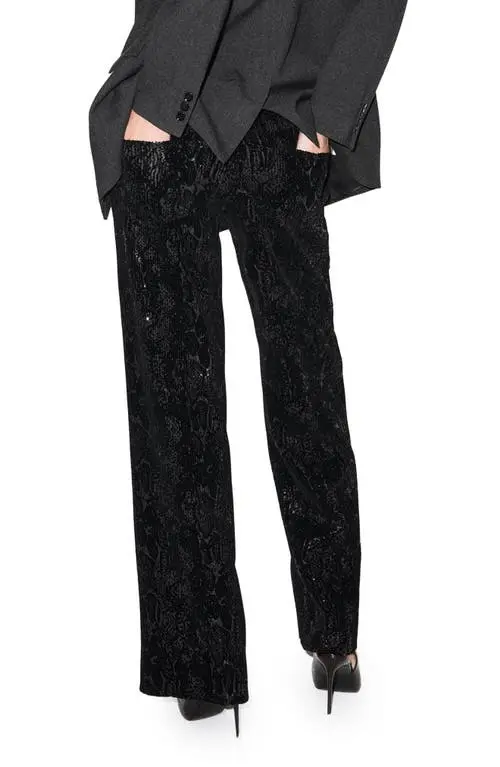 Mango Sequin Embellished Straight Leg Jeans