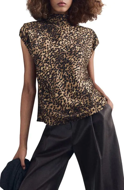 Mango Leopard Print Satin Shirt