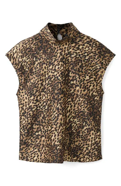 Mango Leopard Print Satin Shirt