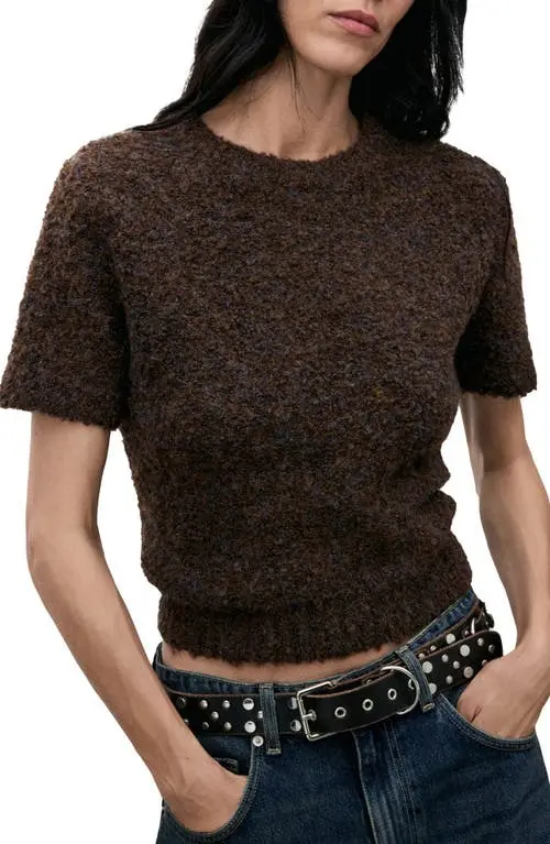 Mango Short Sleeve Bouclé Sweater