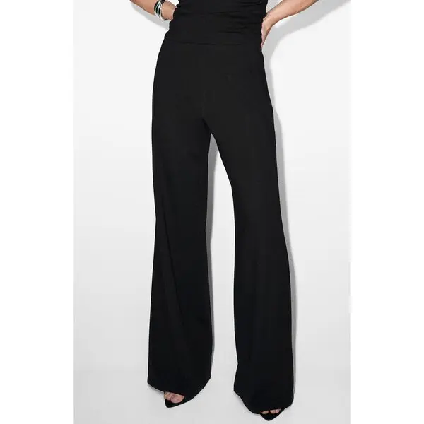Mango Wide Leg Pants - Black