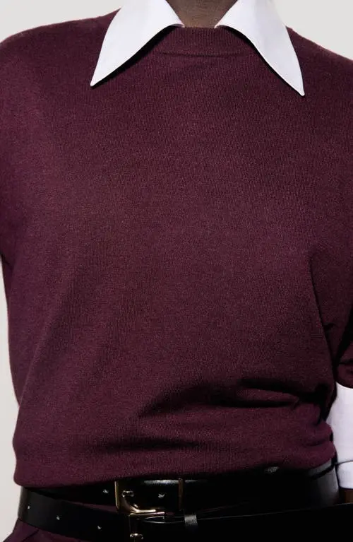 Mango Fine Knit Crewneck Sweater - Wine