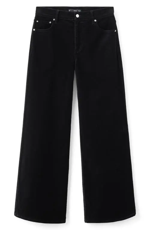 Mango Wide Leg Velvet Jeans - Black
