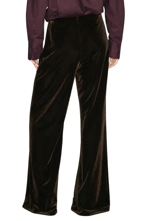 Mango Wide Leg Velvet Trousers - Brown