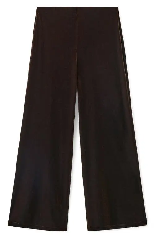 Mango Wide Leg Velvet Trousers - Brown