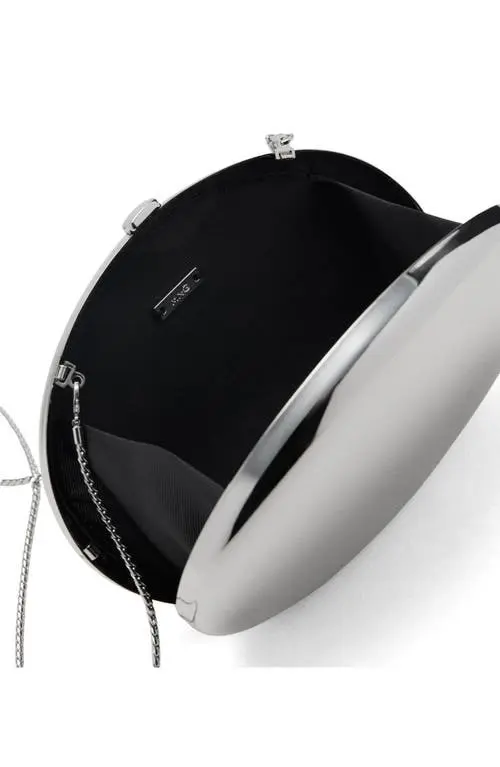 Mango Oval Frame Clutch - Silver
