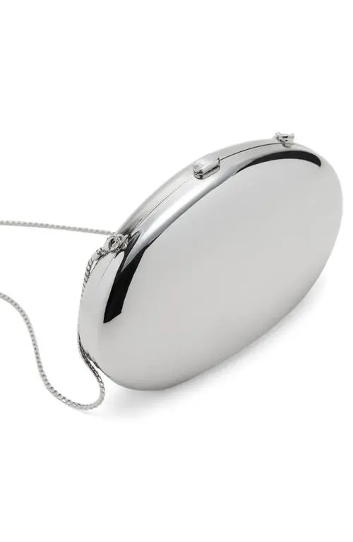 Mango Oval Frame Clutch - Silver