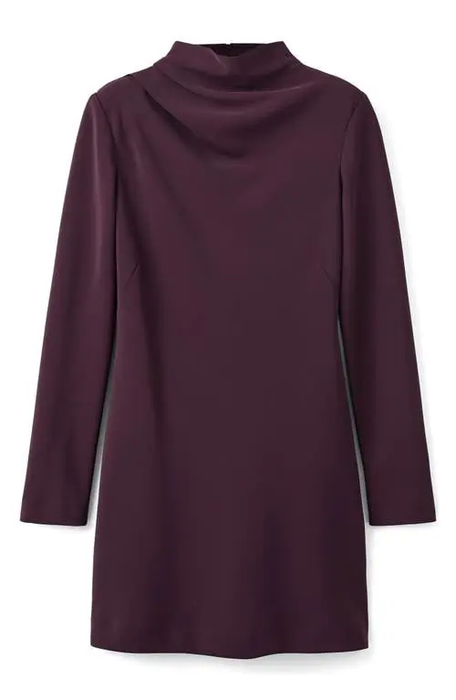 Mango Drape Neck Long Sleeve Dress - Purple