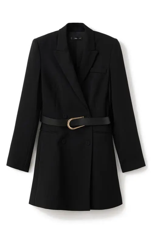 Mango Belted Long Sleeve Blazer Dress