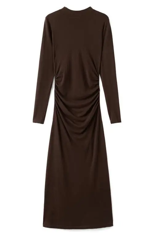Mango Long Sleeve Knit Midi Dress - Chocolate
