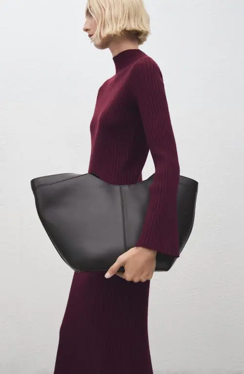 Mango Ribbed Long-sleeve Midi Sweater Dress - Wine