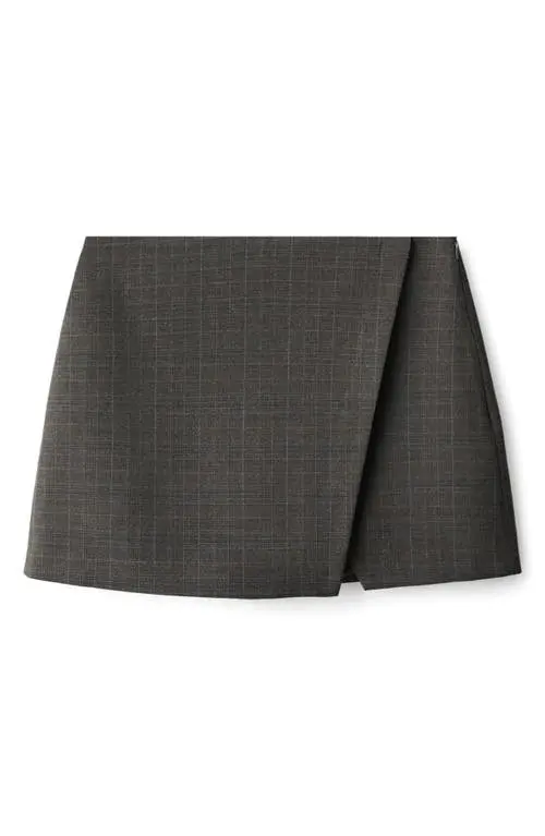Mango Check Wrap Mini Skirt