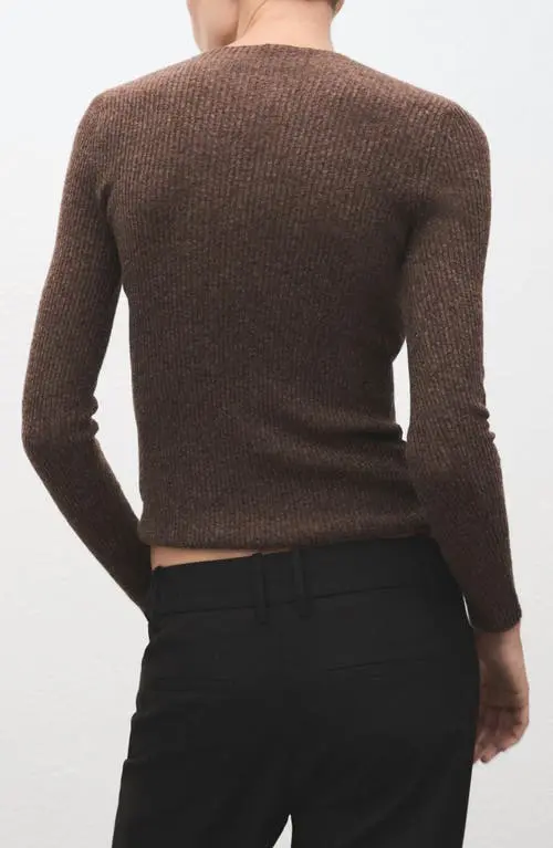 Mango Mock Neck Ribbed Sweater - Chocolate