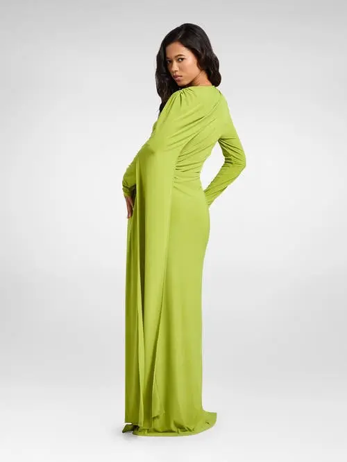 DASKA Cape Maxi Dress - Chartreuse
