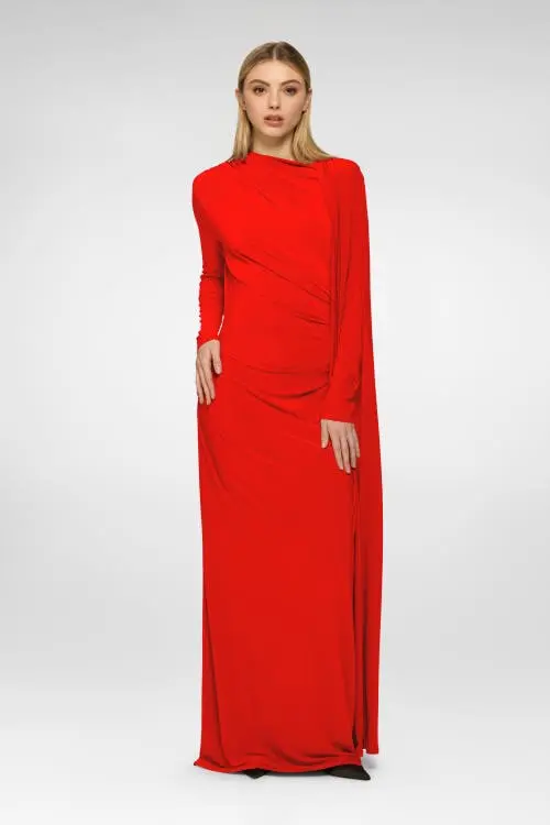 DASKA Cape Maxi Dress - Red
