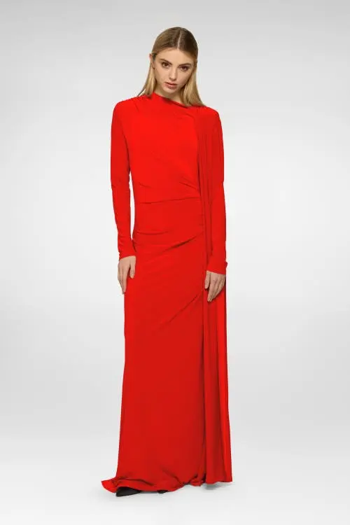 DASKA Cape Maxi Dress - Red
