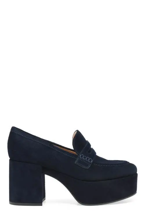 GIANVITO ROSSI Jenna Platform Loafer - Blue Suede