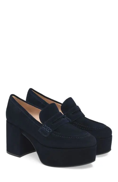 GIANVITO ROSSI Jenna Platform Loafer - Blue Suede