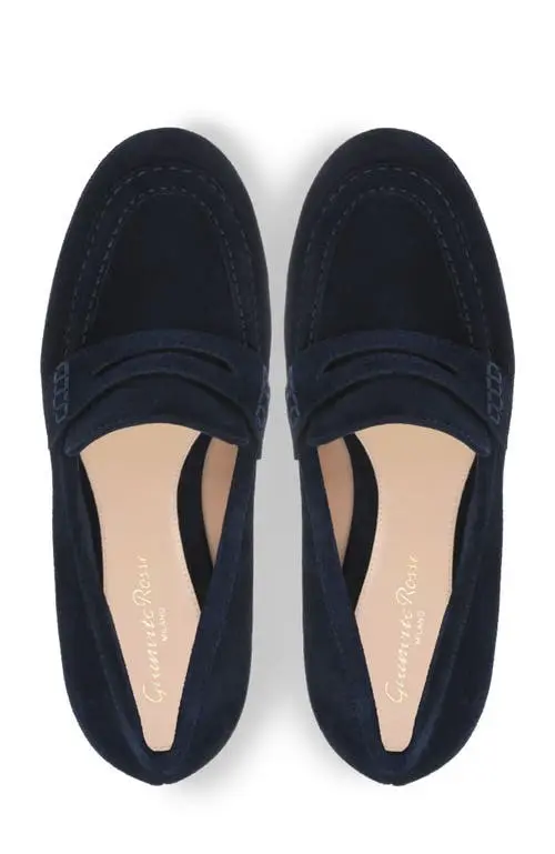 GIANVITO ROSSI Jenna Platform Loafer - Blue Suede