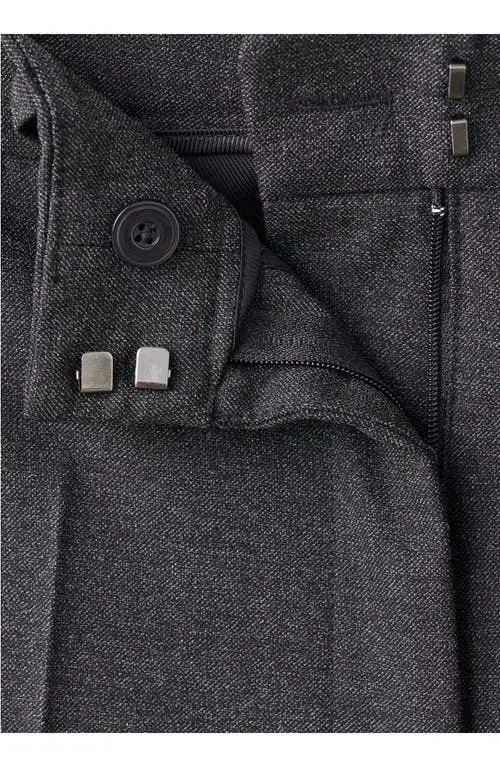 Mango Belted Straight Leg Trousers - Grey