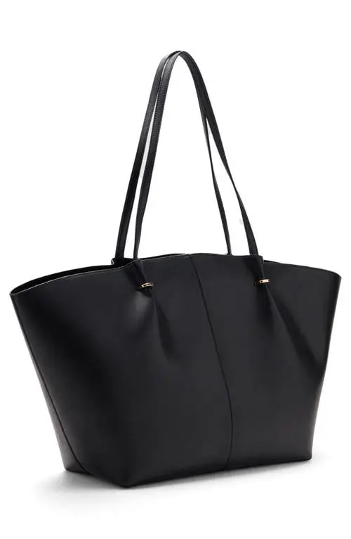 Mango Faux Leather Shopper Bag - Black