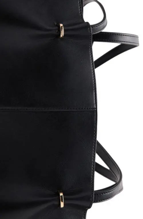 Mango Faux Leather Shopper Bag - Black