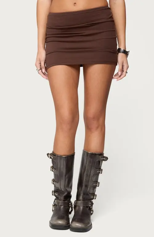 EDIKTED Low Rise Mini Skirt - Brown