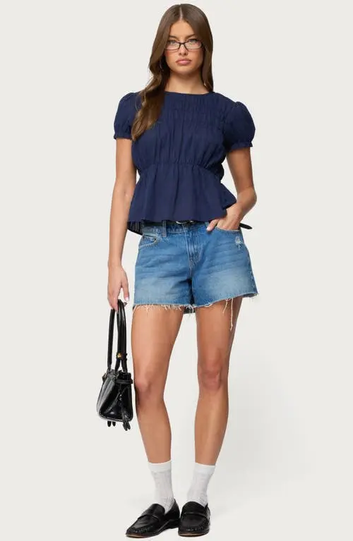 EDIKTED Maricella Peplum Top - Navy
