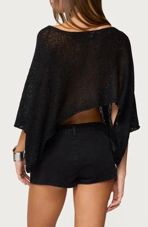 EDIKTED Laline Loose Knit Crop Top - Black