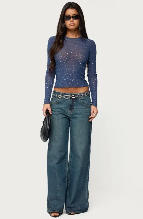 EDIKTED Anari Embellished Mesh Top