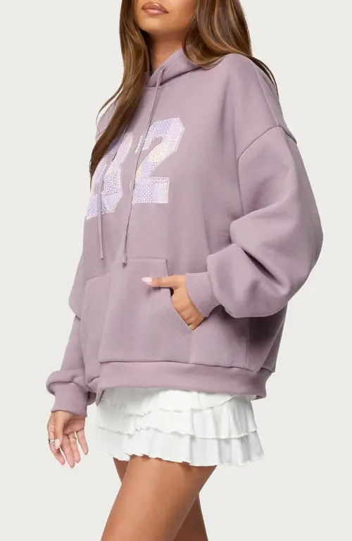 EDIKTED Appliqué Oversized Hoodie - Purple