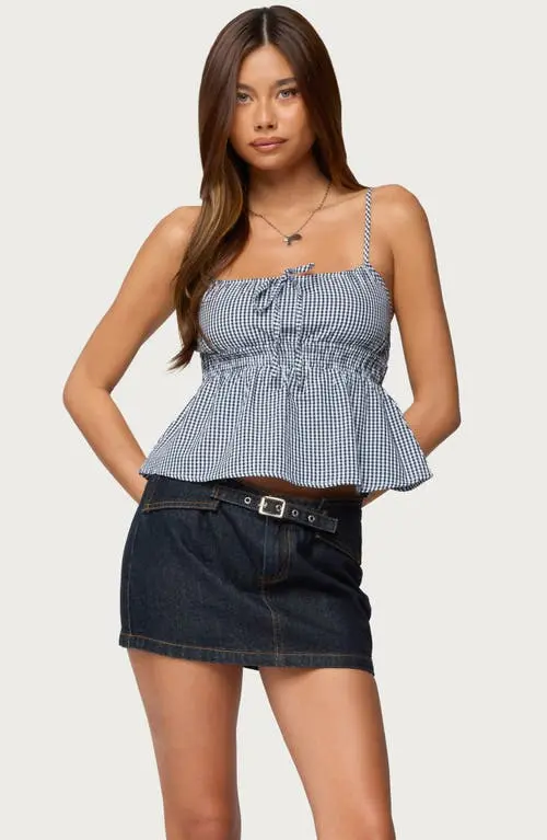 EDIKTED Gingham Babydoll Camisole - Navy