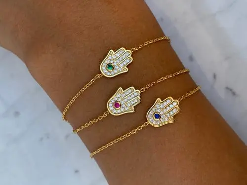 GEMMA AZZURRO Pave Hamsa Hand Bracelet