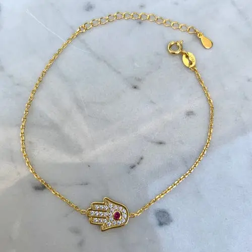 GEMMA AZZURRO Pave Hamsa Hand Bracelet