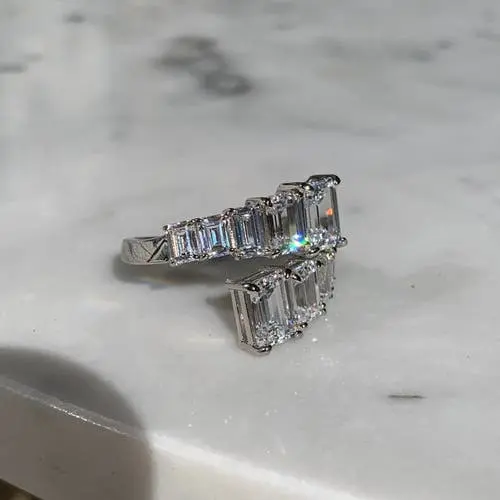 GEMMA AZZURRO Emerald Cut Cubic Zirconia Statement Ring