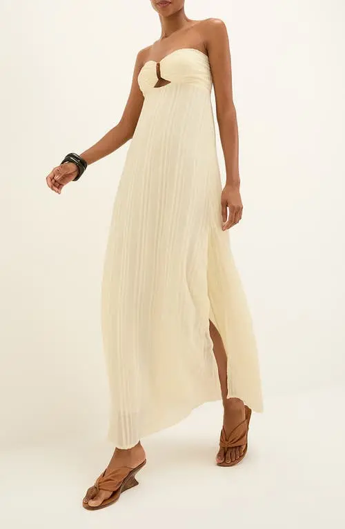VIX PAULA HERMANNY Loly Strapless Cotton Blend Maxi Cover-up Sundress - Ivory