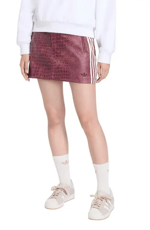 ADIDAS ORIGINALS Croc Embossed Faux Leather Miniskirt