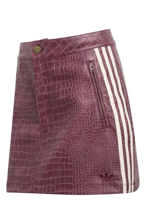 ADIDAS ORIGINALS Croc Embossed Faux Leather Miniskirt