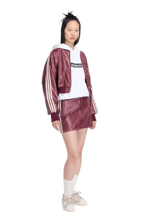 ADIDAS ORIGINALS Croc Embossed Faux Leather Miniskirt