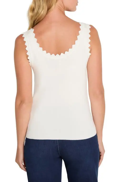 NIC+ZOE Scallop Trim Sweater Tank - Classic Cream