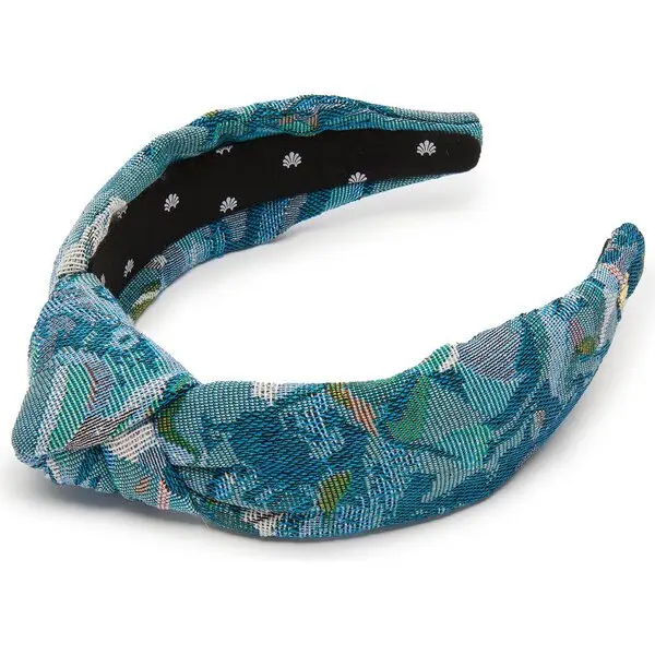 Lele Sadoughi Knotted Floral Jacquard Headband - Imperial Blue