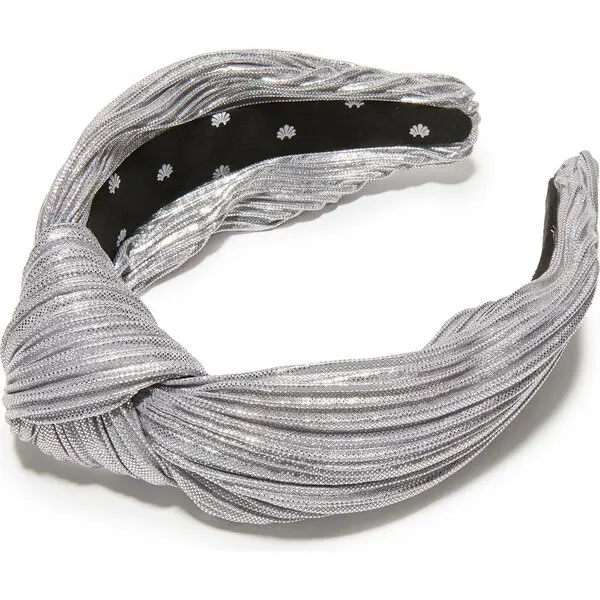 Lele Sadoughi Pleated Knotted Headband - Antique Silver