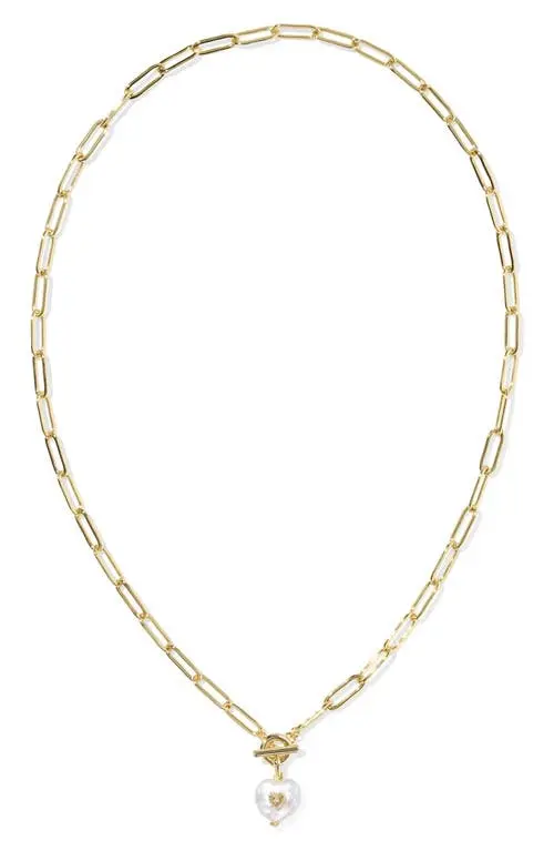 Kendra Scott Sasha Heart Pendant Necklace - Gold Freshwater Pearl