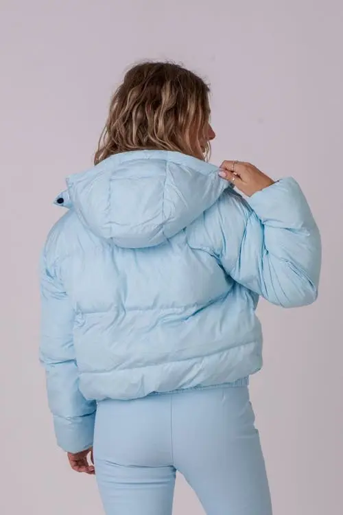 OOSC Cropped Puffer Jacket - Ice Blue