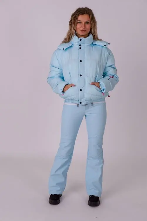 OOSC Cropped Puffer Jacket - Ice Blue
