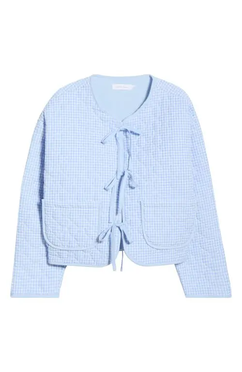 ALL IN FAVOR Gingham Tie-front Quilted Jacket