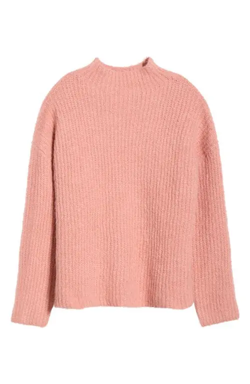 ALL IN FAVOR Mock Neck Shaker Stitch Sweater - Mauve
