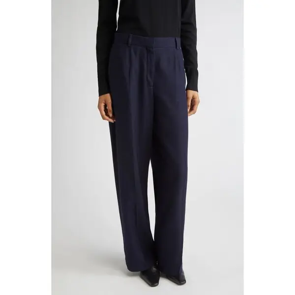 TOTEME Flannel Straight-leg Trousers - Navy