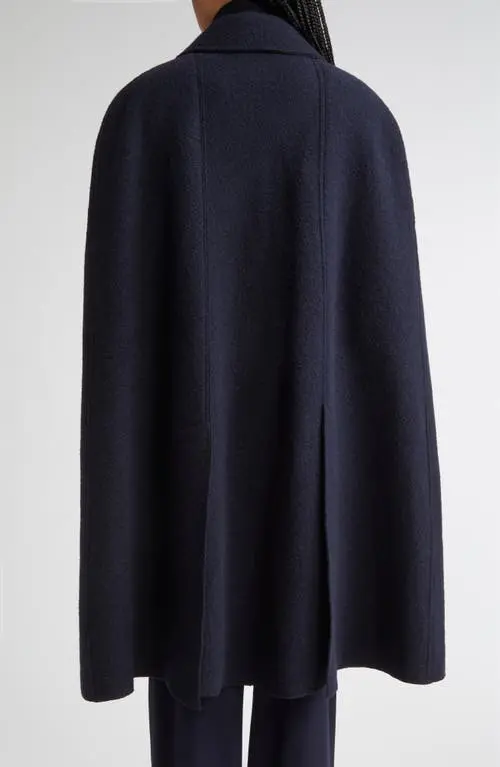 TOTEME Wool Bouclé Cape Coat - Navy